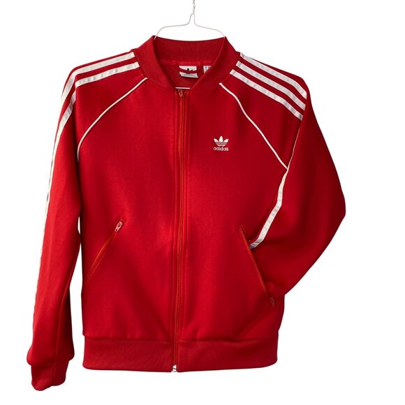 adidas | Jackets & Coats | Adidas Originals Red Track Jacket With White ...